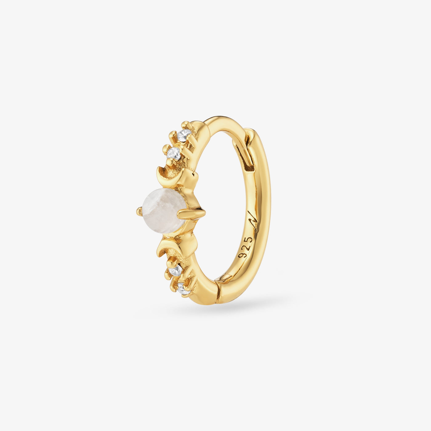 Créole Elena Pierre de Lune - Argent fin - Nébuleuse Bijoux