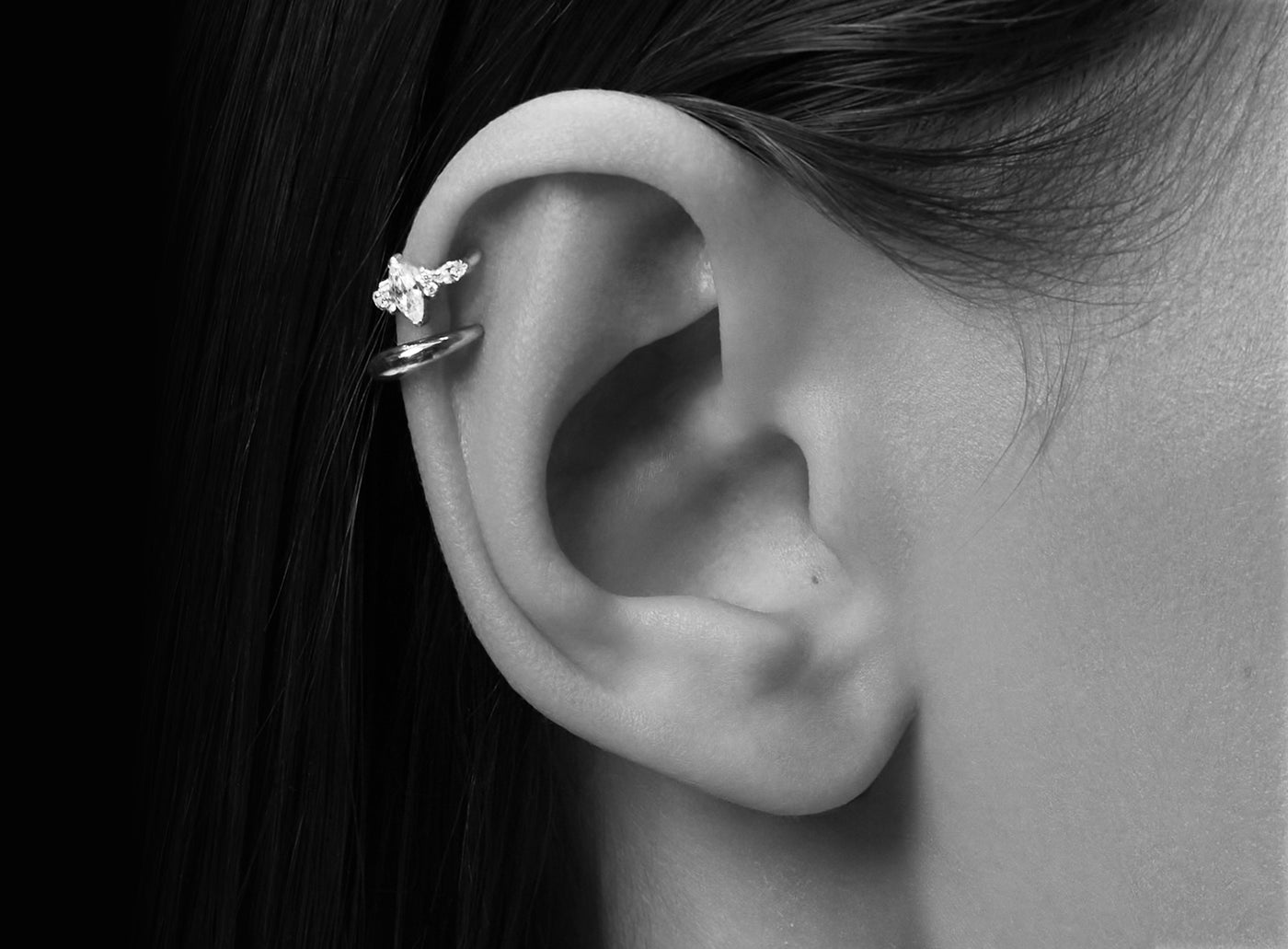 Piercing hélix titane et acier doré or 18k